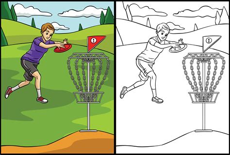 Disc Golf Coloring Page Colored Illustration 12626256 Vector Art At Vecteezy