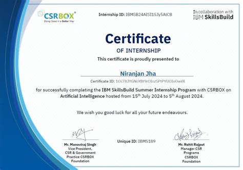 niranjan jha on linkedin csrbox skillsbuild internship