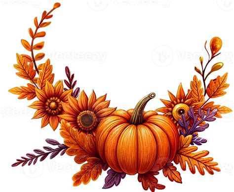 Autumn Composition Pumpkin And Sunflowers 48882520 Png