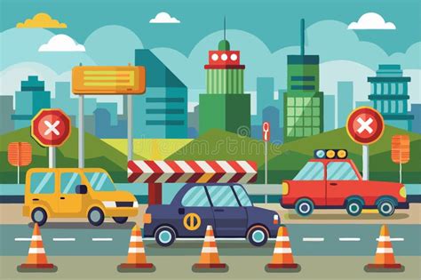 Colorful Urban Illustration Showcases Traffic Fines With Vehicles