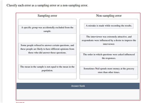 Solved Classify each error as a sampling error or a | Chegg.com