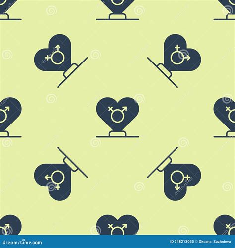Blue Gender Icon Isolated Seamless Pattern On Yellow Background