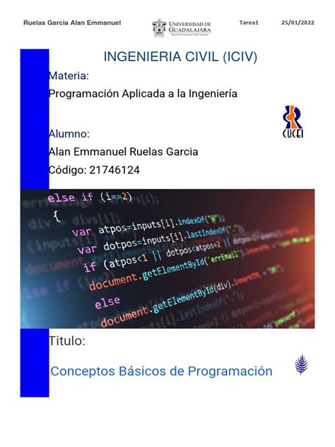 Conceptos Básicos De Programación Tarea 1 De Programacion Pdf Programación Programa De