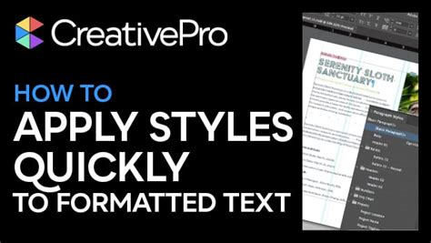 How To Apply Styles Quickly To Formatted Text In Indesign