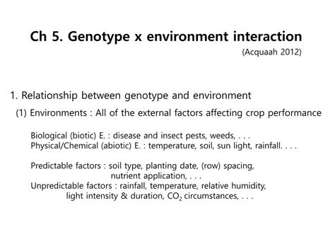 Ppt Ch 5 Genotype X Environment Interaction Powerpoint Presentation