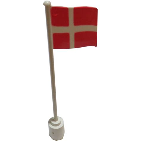 Lego Flag On Flagpole With Denmark With Bottom Lip 777 Brick Owl