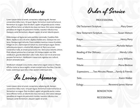 Funeral Program Template Obituary And Order Of Service Etsy