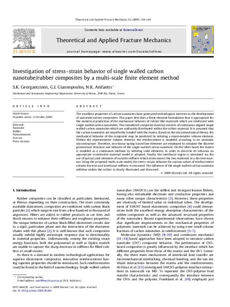 Pdf Investigation Of Stressstrain Behavior Of Single Walled Carbon Nanotuberubber Composites