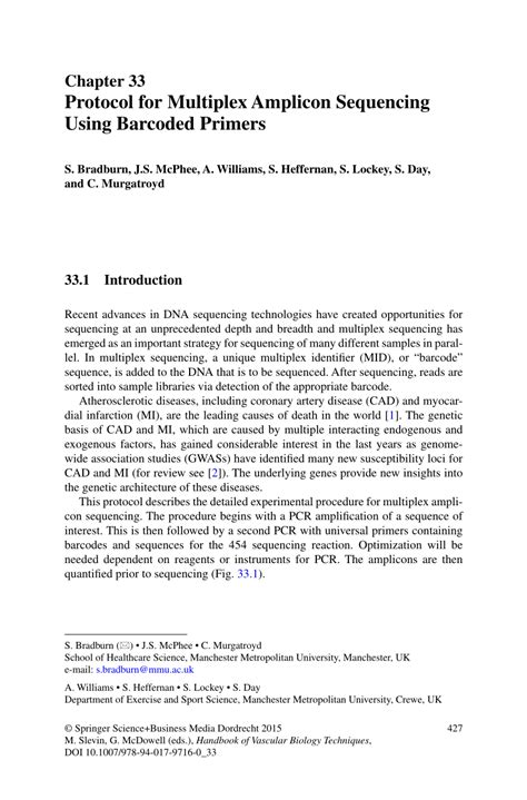 Pdf Protocol For Multiplex Amplicon Sequencing Using Barcoded Primers