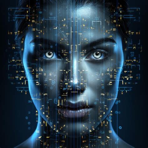 Premium Ai Image The Face Of A Woman With A Digital Face On It