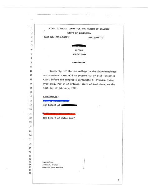 Transcript Of Hearing Chloe Reese Cohn