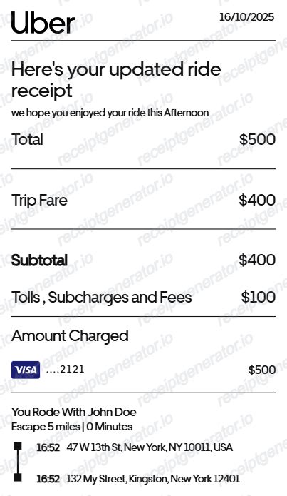Free Uber Receipt Maker Trip And Fare Receipt Generator
