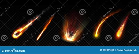 Comet Or Meteor Trail And Magic Fire Effect Vector 292951869