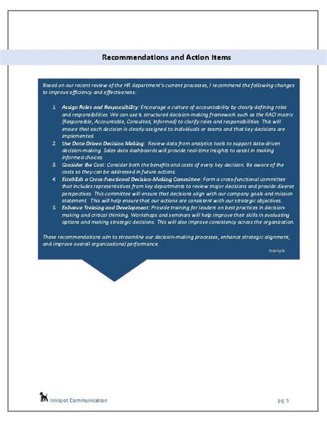 Memo Overview And Key Sections By Ink Spot Communication Tpt