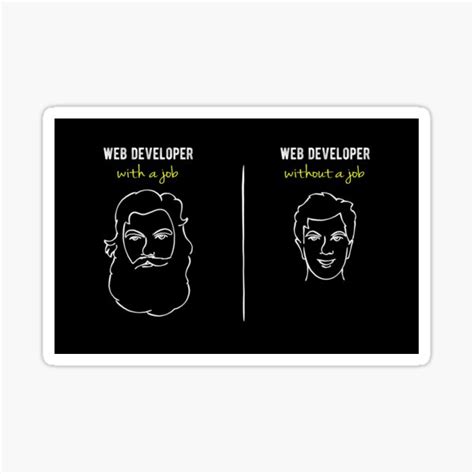 Web Developer With Without A Job Funny Programming Jokes Dark Color Sticker For Sale By