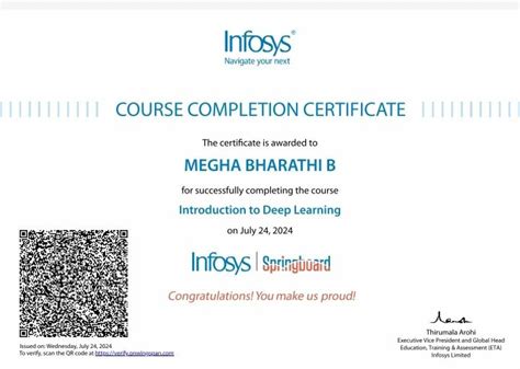 Deeplearning Machinelearning Ai Continuouslearning Infosysspringboard Megha Bharathi B