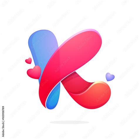 K Letter With Hearts Stock Vector Adobe Stock