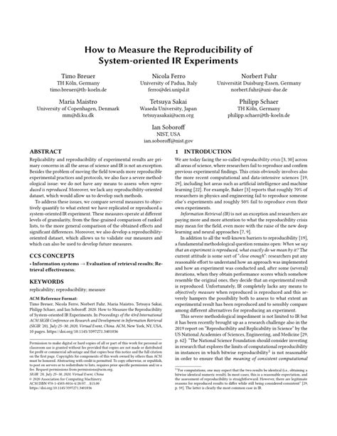 Pdf How To Measure The Reproducibility Of System Oriented Ir Experiments