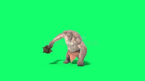 Cyclops Monster Green Screen Runs And Attacks 3d Rendering Animation Stock Footage Video Of
