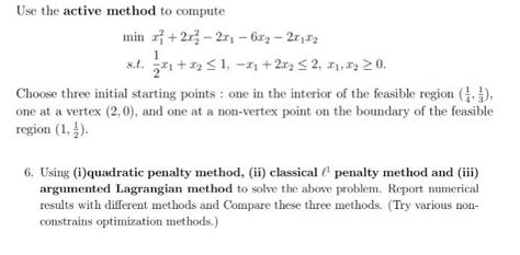 Solved Use The Active Method To Compute Min St