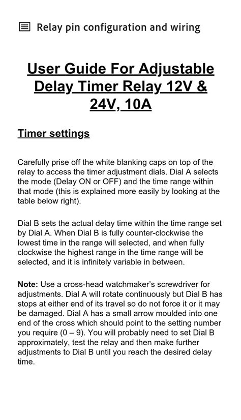 Adjustable Delay Timer Relay User Guide 12v And 24v Timer Settings