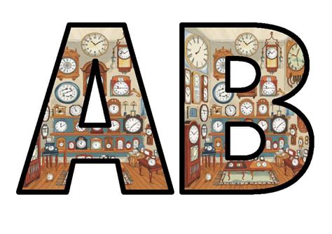 Lettering Set Many Clocks Time Math Display Bulletin Board Font Title