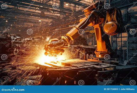 Heavy Automation Robot Arm In Smart Factory Stock Illustration