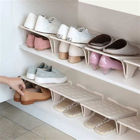 4 Pcs Stacking Shoe Organizer For Shelf 10 X 87 In