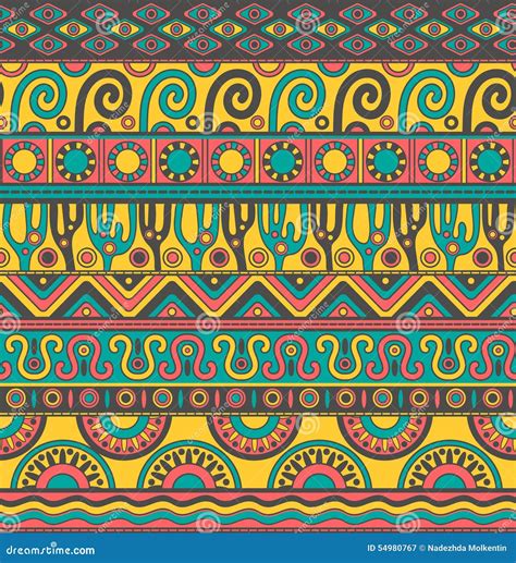 Vector Seamless Pattern With Ethnic Elements Stock Vector Illustration Of Curve Fabric 54980767