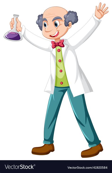 A Chemist Holding Beaker On White Background Vector Image