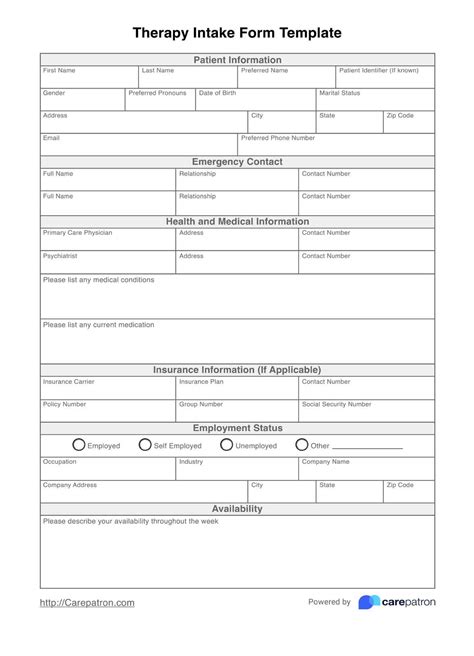 Exles Of Client Intake Forms For Mage Therapy