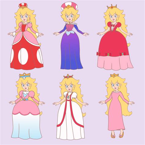 Princess Peach Wardrobe 1 Retro Dresses By Duchess Bianca On Deviantart