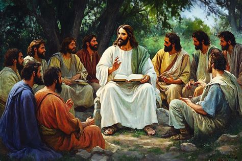Jesús Enseña A Sus Discípulos En Un Bosque Imagen Premium Generada Con Ia