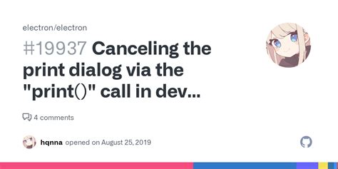 Canceling The Print Dialog Via The Print Call In Dev Tools Breaks Applications · Issue