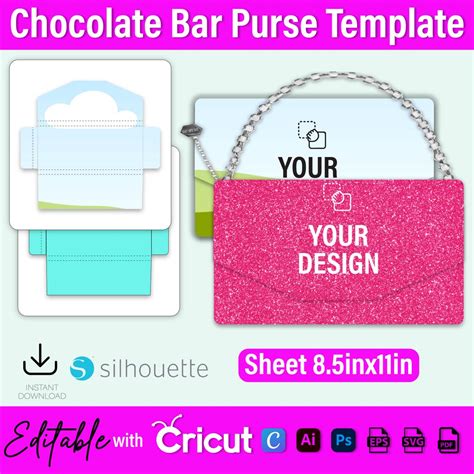 Chocolate Bar Purse Template Chocolate Bar Purse Wrapper Svg
