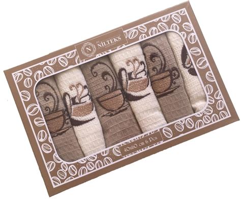 Набір 6 вафельних рушників Nilteks кухонні 40х60 см Coffee різнобарвний Tc303375245 купити