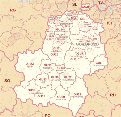 Gu Postcode Map Color 2018