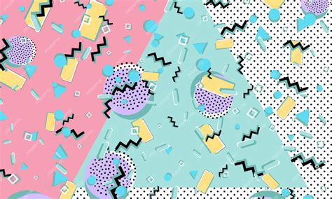 Premium Vector Memphis Pattern Geometric Shapes Hipster Style