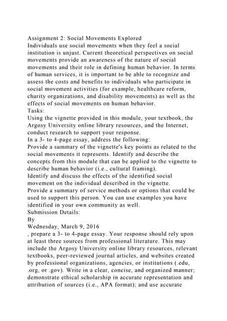 Assignment 2 Social Movements Exploredindividuals Use Social Movedocx