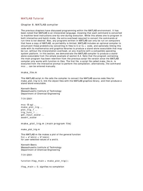 Chapter 8 Matlab Compiler Pdf Matlab Computer Program