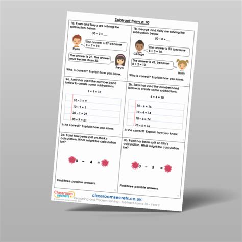 Year 2 Subtract From A 10 Reasoning And Problem Solving Resource Classroom Secrets