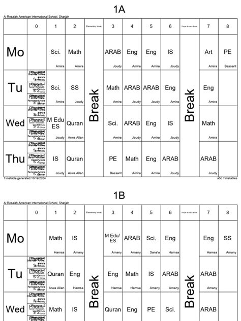 Classrooms Timetable Oct 19th Pdf