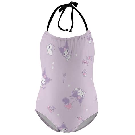 Kuromi Girls One Piece Swimsuit Quick Dry Swimwear Print Bathing Suit