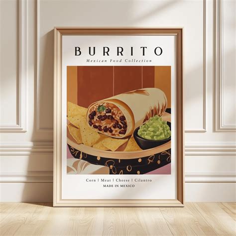 Burrito Art Print Mexican Food Poster Street Food Kitchen Decor