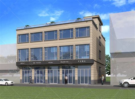 街道三层现代风格自建房设计图纸，带门市商业设计 建房圈