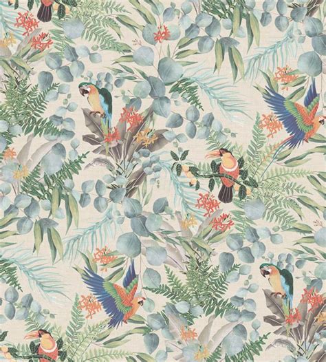 Parrot Wallpaper In Light Green By Jannelliandvolpi Jane Clayton