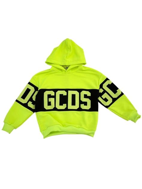 Gcds Felpa Verde Lime Bambino Con Maxi Logo Kaufmanngriffe