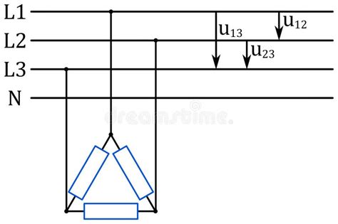 Electrical Circuit Of Appliances Connected In A Triangle Stock Illustration Illustration Of