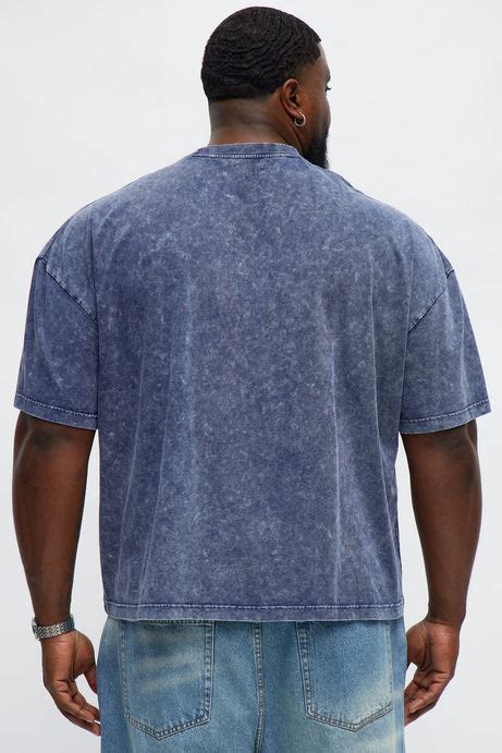 Tinted Acid Wash Boxy Cropped Heavyweight Short Sleeve Tee Navy