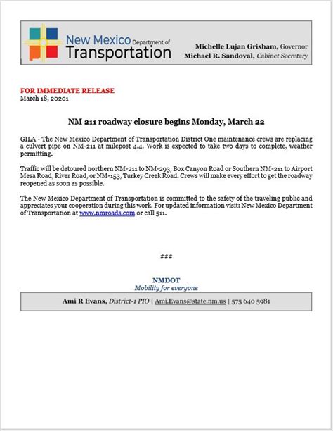 Nm Roadway 211 Closure Silver City Radio